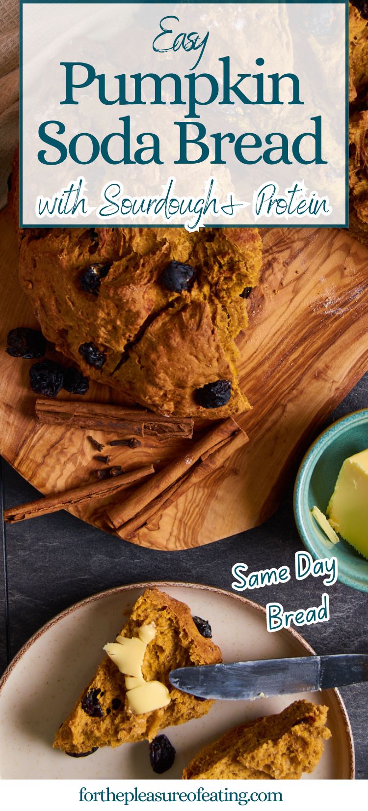 Sourdough Pumpkin Soda Bread with Protein - For The Pleasure Of Eating