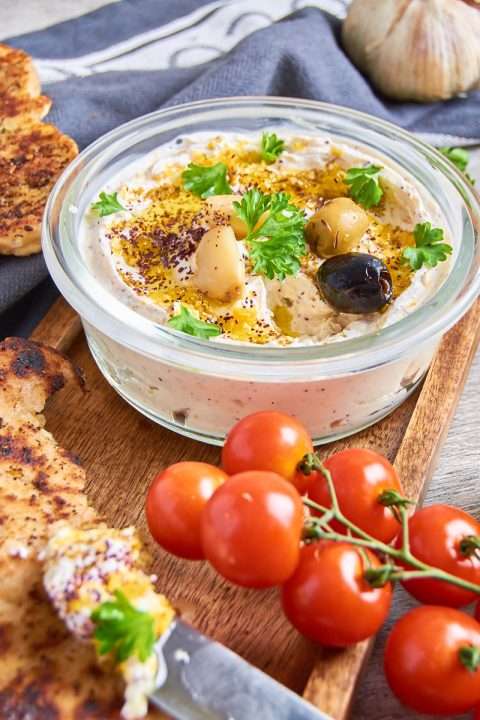 Roasted Garlic Lemon Labneh - For The Pleasure Of Eating